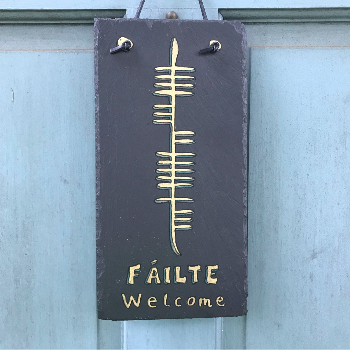 Welcome (Fáilte) Slate Plaque – OghamArt